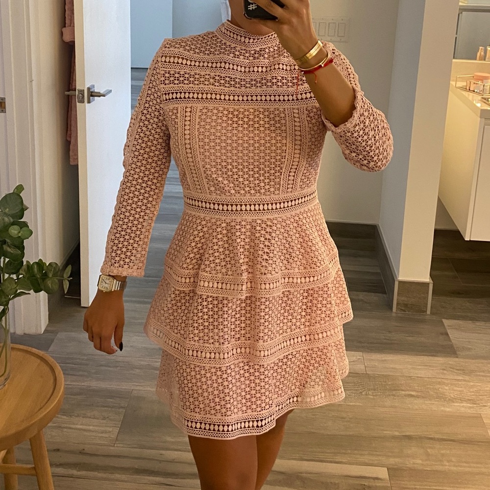 Pink Crochet Pattern Dress - Gem